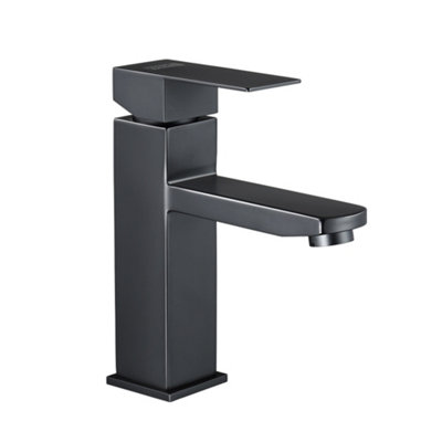 Matte Black Single Handle Stainless Steel Bathroom Tap with Two Hose Pipes