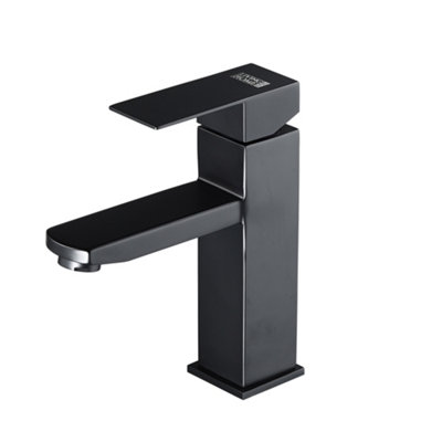 Matte Black Single Handle Stainless Steel Bathroom Tap with Two Hose Pipes