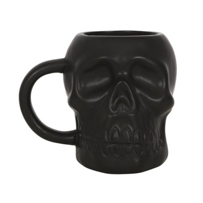 Matte Black Skull Ceramic Mug for Gothic Style