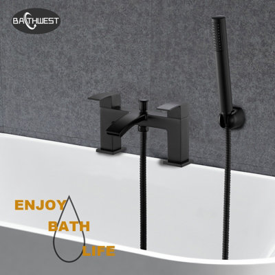 Matte Black Square Waterfall Bathroom Taps, BATHWEST Bathroom Sink Taps ...