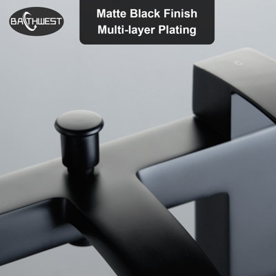 Matte Black Square Waterfall Bathroom Taps, BATHWEST Bathroom Sink Taps ...