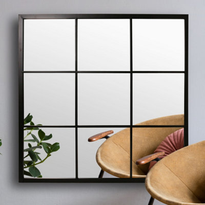 Matte Black Square Window Framed Indoor Hallway Bedroom Bathroom Mirror ...