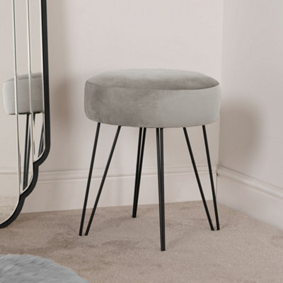 Matte Velvet Dressing Table Stool Ottoman Hairpin Round Vanity Seat ...