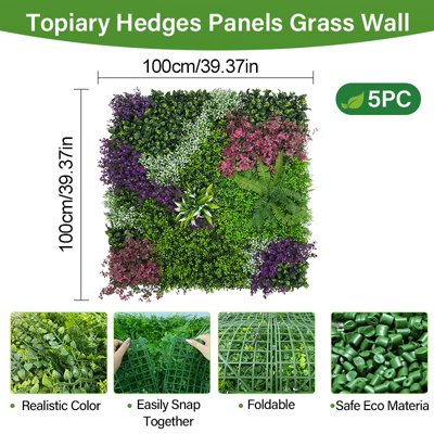 Matteo 100x100cm Artificial Mixed Plant Wall Panel - Realistic Fade-Resistant Greenery