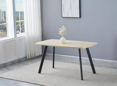 Matteo 140 cm Dining Table, 4-6 Seater, Black Legs