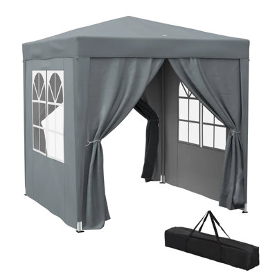 Matteo 2x2m Pop Up Gazebo Tent with Sides - Grey Waterproof Metal Frame ...