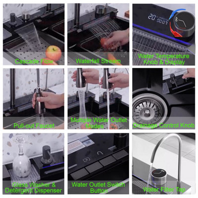 Matteo 304 Stainless Steel Kitchen Sink, Large Single Sink Thickened ...