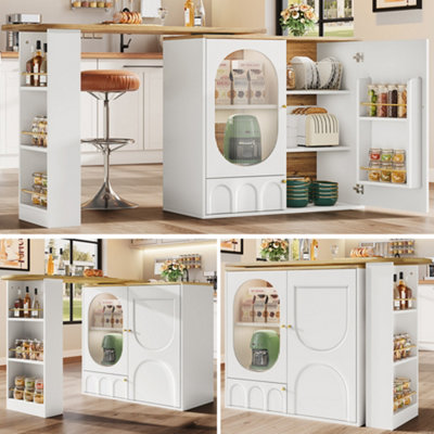 MATTEO 360-DEGREE ROTATING EXTENDABLE BAR TABLE WITH STORAGE - WHITE ...