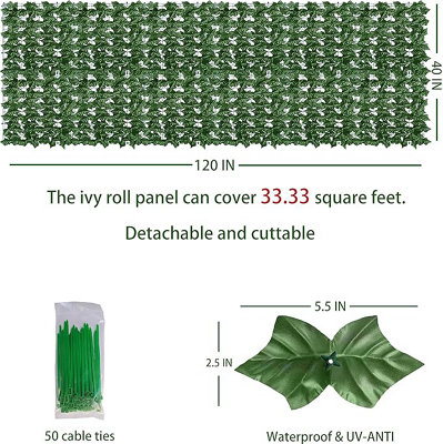 Matteo 3m x 1m UV Resistant Artificial Ivy Hedge Instant Greenery for ...