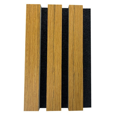 Matteo Brown Teak Acoustic Slat Wall Panels - 2400mm x 605mm (Pack of 2)