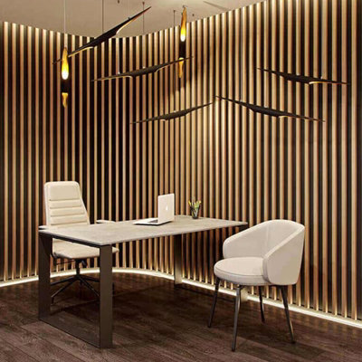Matteo Brown Teak Acoustic Slat Wall Panels - 2400mm x 605mm (Pack of 2)