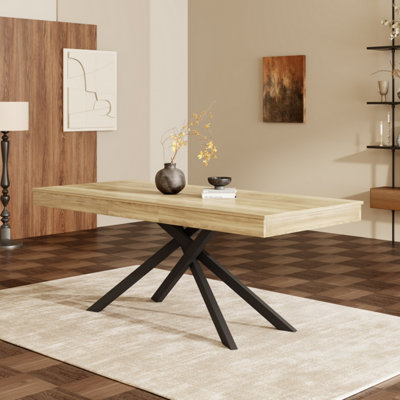 Matteo Extendable Oak Effect Dining Table 140-180cm, Seats 6-8 ...
