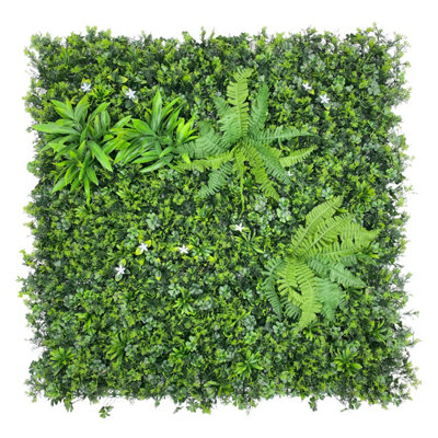 Matteo Fresh Artificial Hedge Panel - Realistic Green Wall, 100x100cm