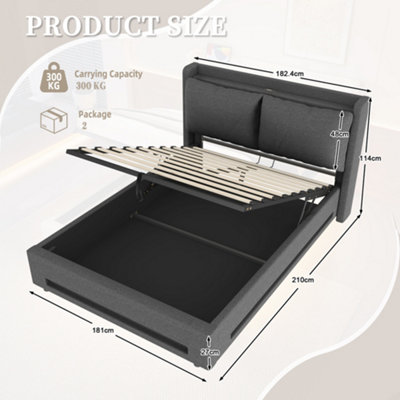 Matteo Modern European King Bed Frame, Dark Grey Linen, Hydraulic ...