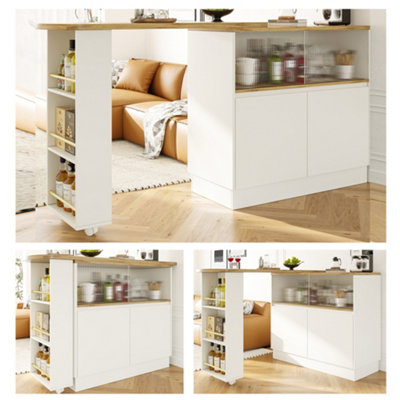 Matteo N639 White 360-degree Swivel Sideboard & Bar Table - Modern ...