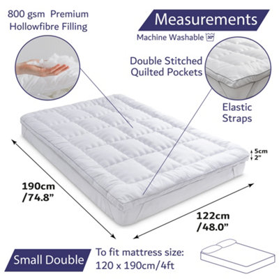 Mattress Topper Small Double Thick Comfortable Quilted Bed Topper With ...