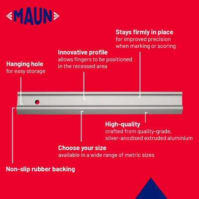 Buy Maun Aluminium Safety Straight Edge 300 mm at B&Q