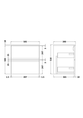 Mavesyn Contemporary 2 Drawer Wall Hung Vanity Unit with Worktop, Dark ...