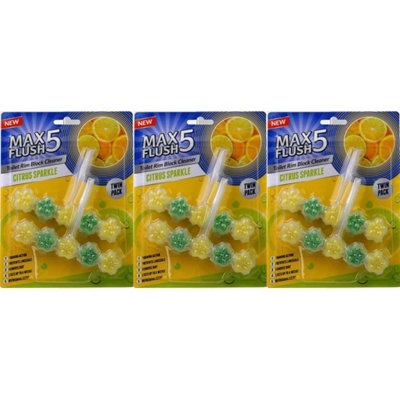Max Flush Citrus Sparkle Toilet Rim Block Cleaner (Twin Pack) (Pack of 3)