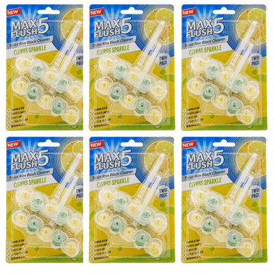 Max Flush Citrus Sparkle Toilet Rim Block Cleaner (Twin Pack) (Pack of 6)