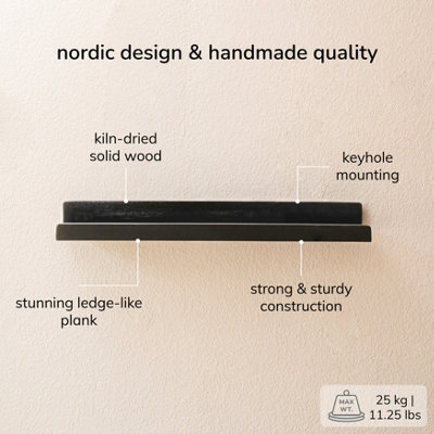 Max Solid Wood Wall Shelf Living Bedroom Kitchen Wall Mounted Floating ...