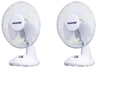 MaximWhite Desk Fan 9 Inch Oscillating Portable Fan- 2 Speed Adjustable ...