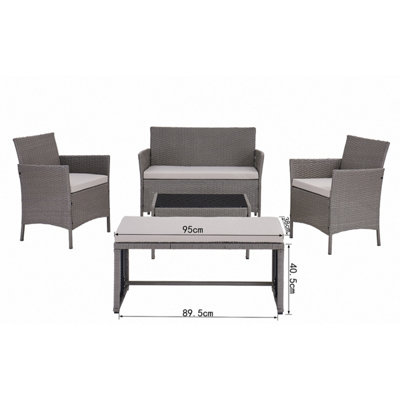 Maya 5 Piece Rattan Garden Lounge Set Outdoor Patio with Bench & Table ...