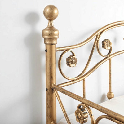 Mayfair Antique Brass Effect Metal Victorian French Single Day Bed Frame