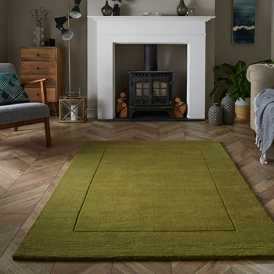Mayfair Esme 80x150cm Olive Wool Rug | DIY at B&Q