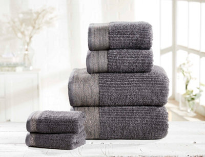Mayfair Ribbed Weave Cotton Super Soft And Absorbant Towel | DIY at B&Q