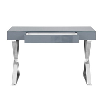Mayline Glass Top High Gloss Laptop Desk In Grey | DIY at B&Q