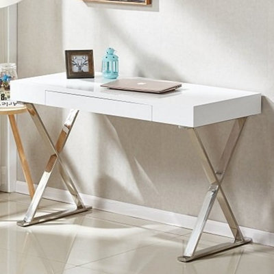 Mayline High Gloss Laptop Desk In White | DIY at B&Q