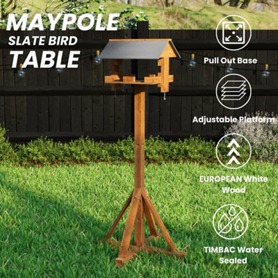 Maypole Bird Table with Slate-Effect Roof