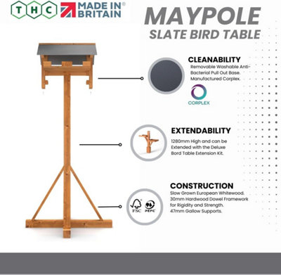 Maypole Bird Table with Slate-Effect Roof