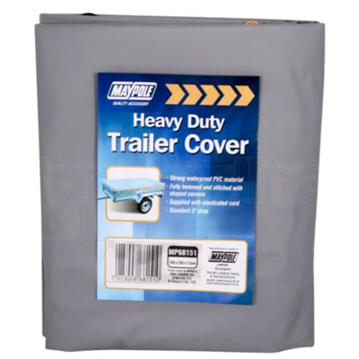 Maypole Waterproof Grey Flat Trailer Cover Elastic Cord & Eyes 150 x ...