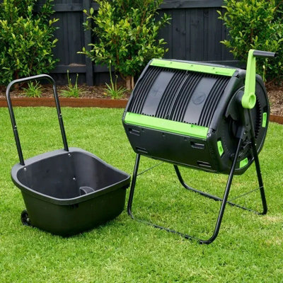Maze 180 Litre Compost Tumbler & Cart Bundle - Rotating Compost bin for ...