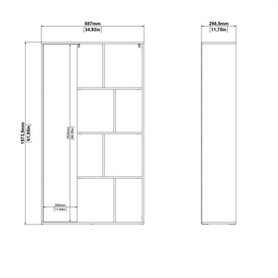 Maze Asymmetrical Bookcase with 3 Doors in Jackson Hickory and Concrete