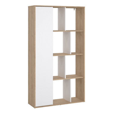 Maze Bookcase with 1 Door in Jackson Hickory and White High Gloss | DIY ...