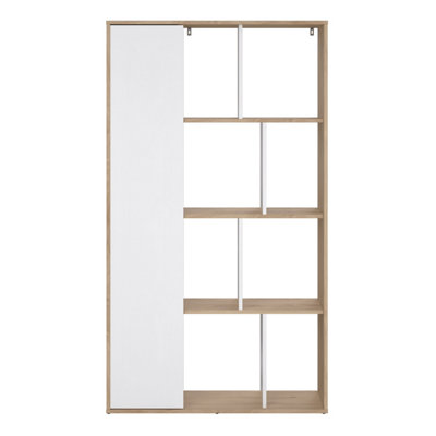 Maze Bookcase with 1 Door in Jackson Hickory and White High Gloss | DIY ...