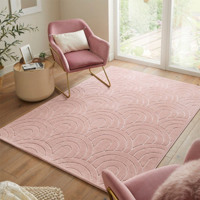 Maze MAZ103 Carved Rug by Concept Looms in Dusty Pink - 160x220cm