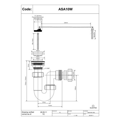 McAlpine ASA10W 75mm Water Seal Adjustable Inlet Tubular Swivel Basin ...