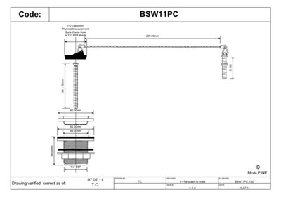 McAlpine Basin Waste with Plug and Chain 1.25'' BSW11PC