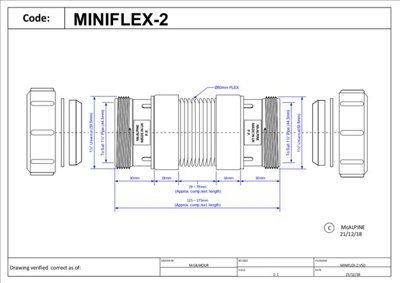 McAlpine Bathroom MINIFLEX-2 Short Miniflex Flexible Extendable Waste ...