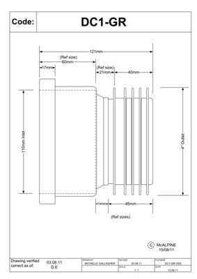 McAlpine DC1-GR Grey 4"/110mm Drain Connector