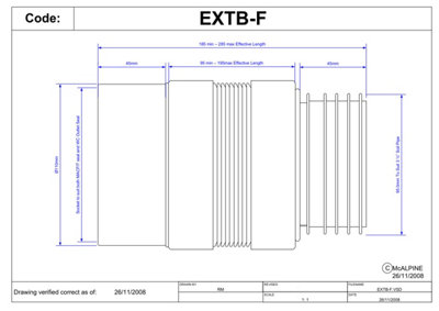 McAlpine EXTB-F 3.5"/90mm Flexible Extension for WC Connectors