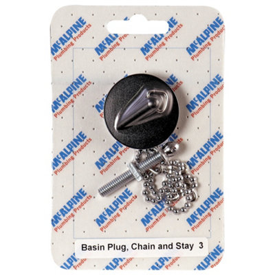 McAlpine Handipak NO.3 Basin Plug Chain And Stay Black
