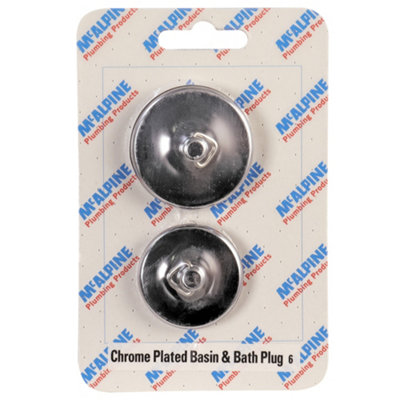 McAlpine Handipak NO.6 CP Bathroom Wash Basin Bath Round Plugs PVC Chrome