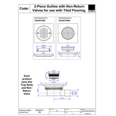 McAlpine Horizontal Outlet Two-Piece Valve Shower Gully for Tiled Stone ...