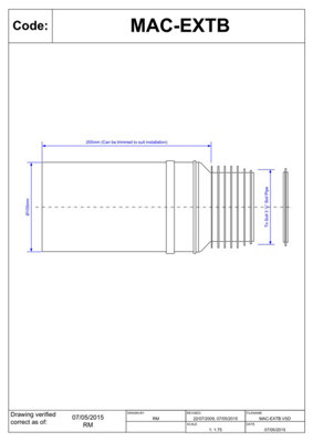 McAlpine MAC-EXTB Adjustable Length Straight Extension MACFIT WC Connector