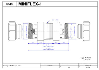 McAlpine MINIFLEX-1 Short Miniflex Flexible Waste Pipe Connector ...